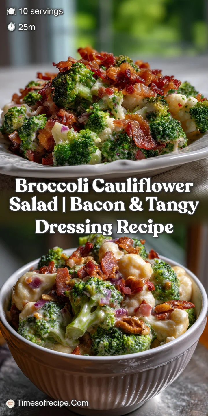 Broccoli Cauliflower Salad Recipe: Tangy Dressing & Bacon